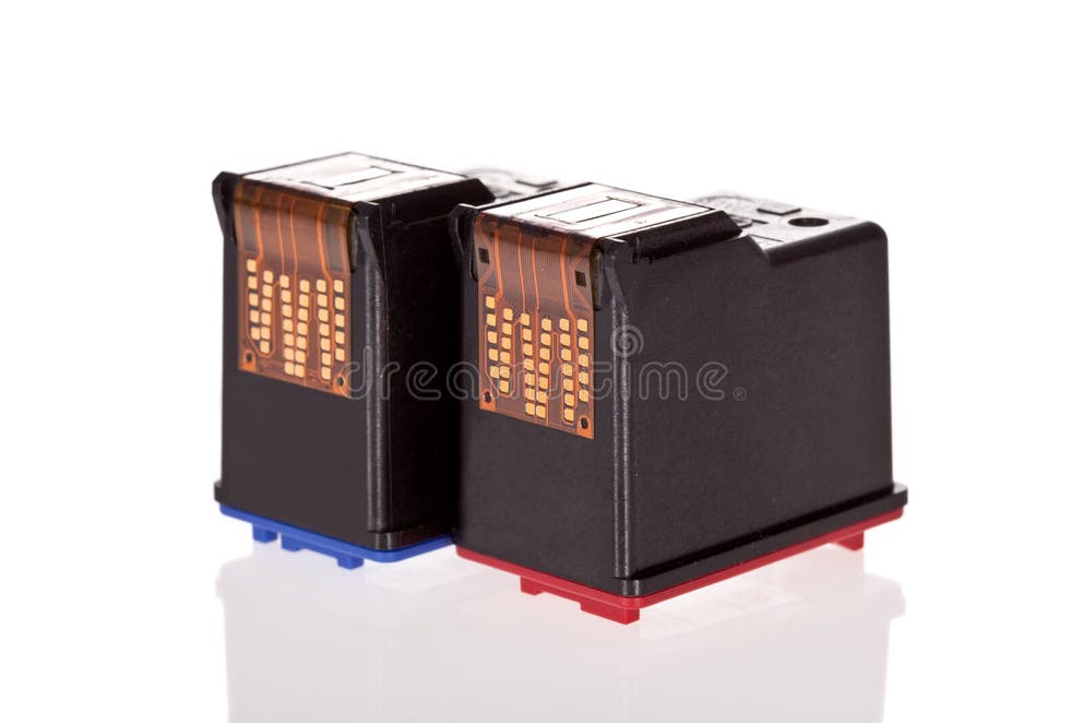 Printer Inkjet Cartridges Isolated on White Stock Photo - Image of ...