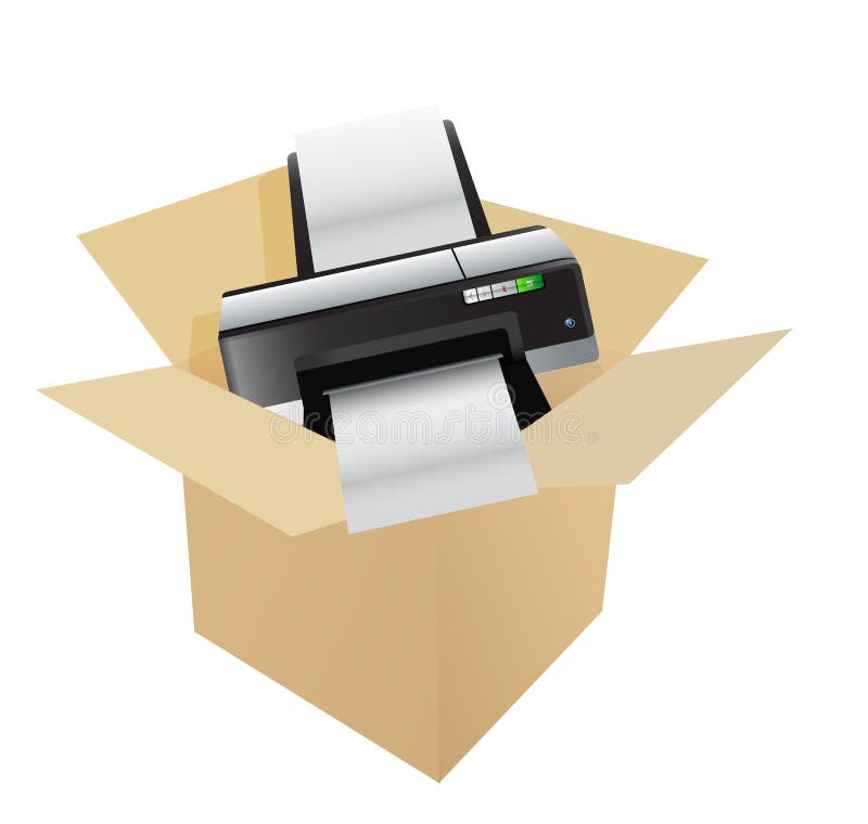 Printer inside a box stock illustration. Illustration of copying - 30030628