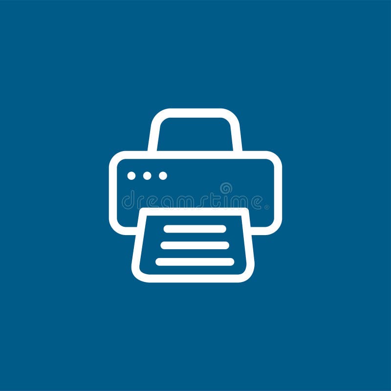 Printer Line Icon on Blue Background. Blue Flat Style Vector ...