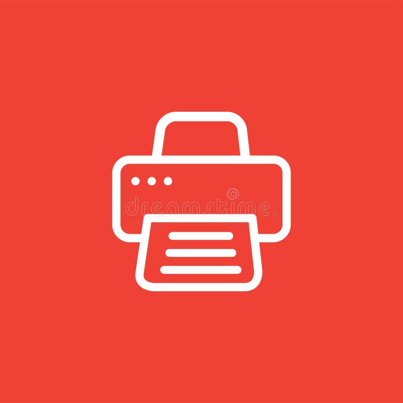 Printer Line Red Icon on White Background. Red Flat Style Vector ...