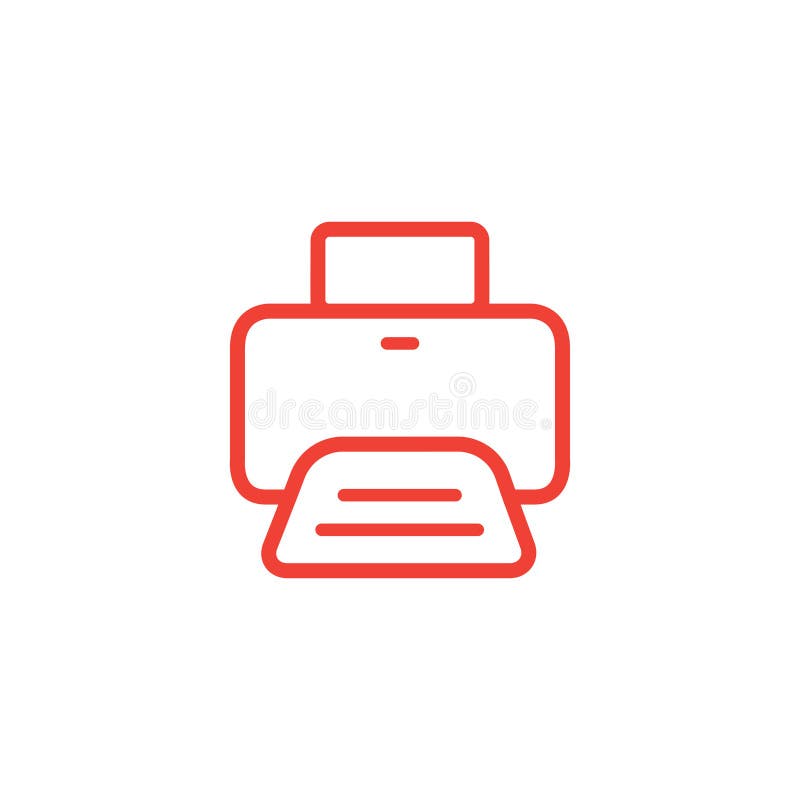 Printer Line Red Icon on White Background. Red Flat Style Vector ...