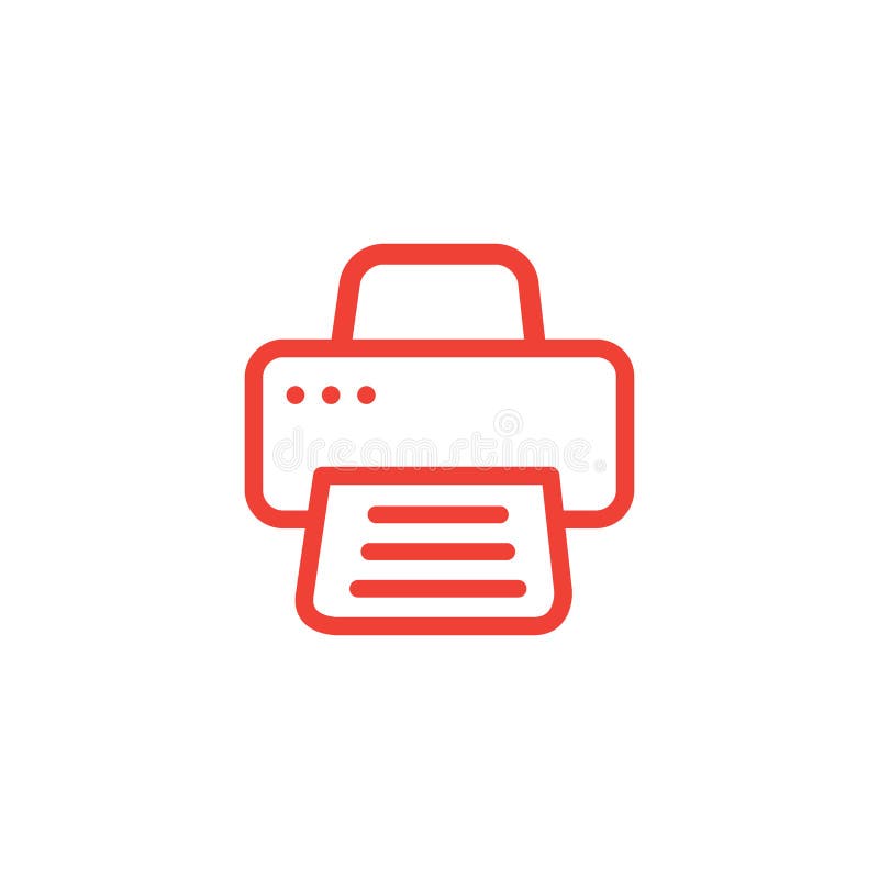 Printer Line Red Icon on White Background. Red Flat Style Vector ...