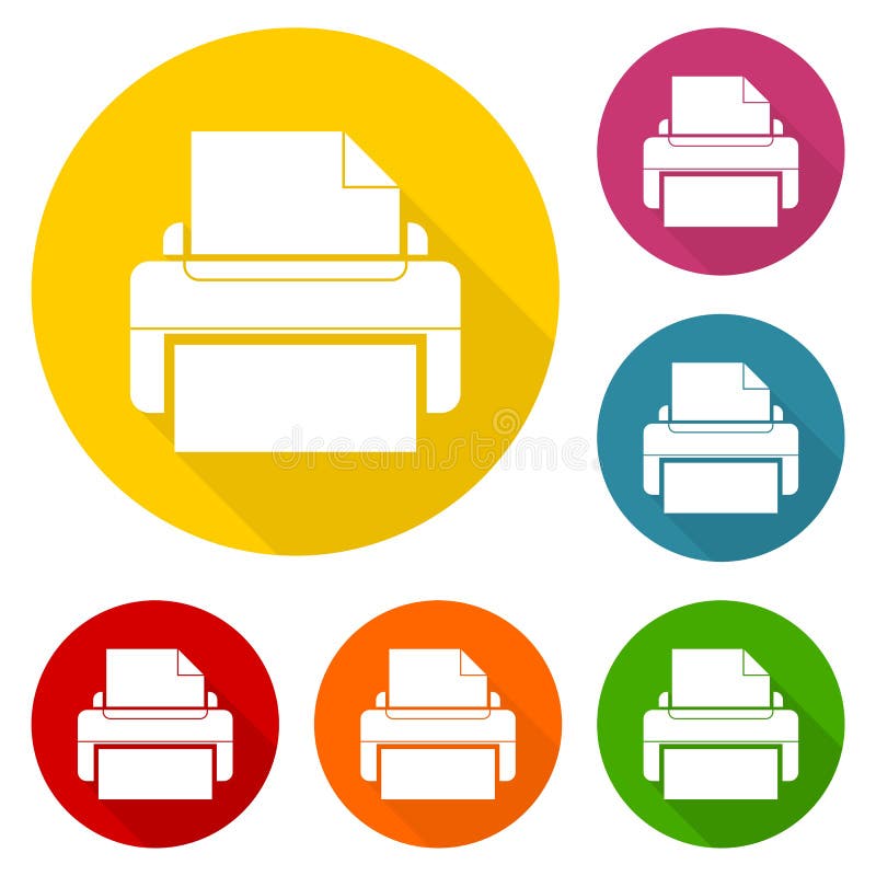 Printer with Long Shadow Set Stock Vector - Illustration of press ... Printer with Long Shadow Set Stock Vector - Illustration of press ...