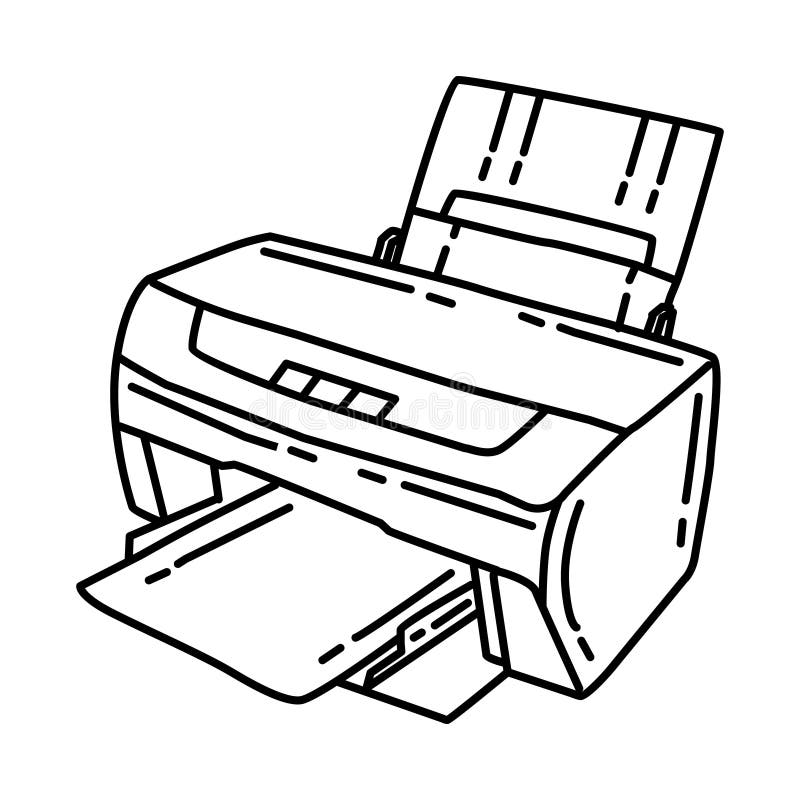 Printer Machine Icon. Doodle Hand Drawn or Outline Icon Style Stock ...