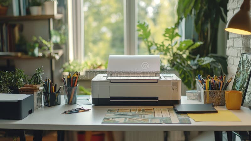 Printer Maintenance Kit on Desk Home Office Equipment Setup Bright ...