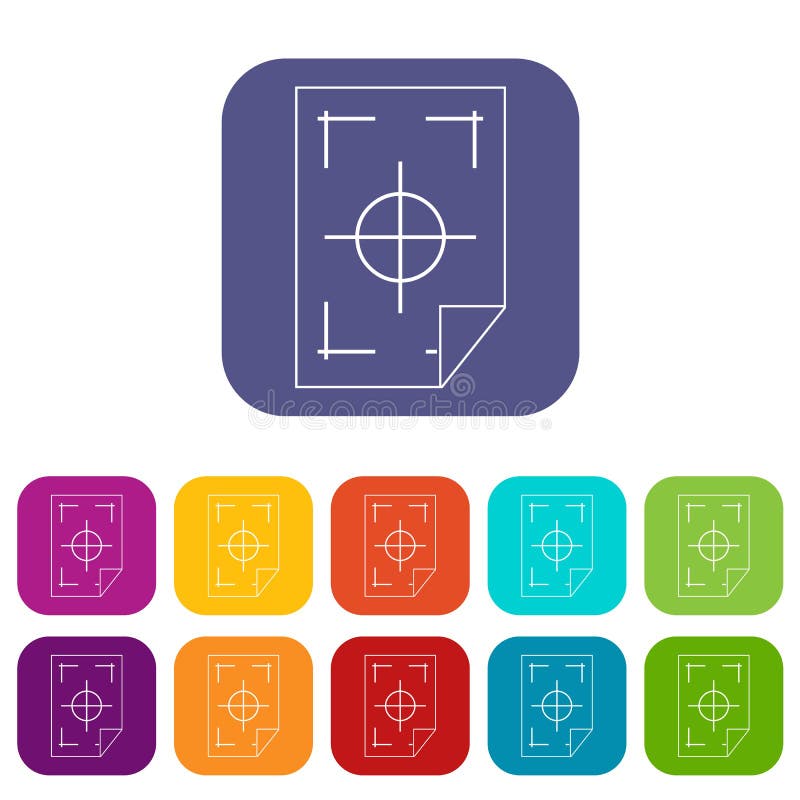 Printer Marks on a Paper Icons Set Stock Vector - Illustration of ...