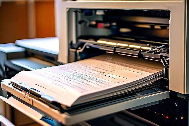 Printer a Multifunction Printer with a Stack of Printed Document Stock ...
