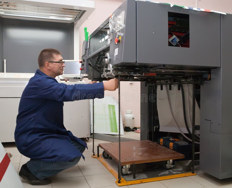 Printer Checking a Print Run Stock Image - Image of production ...