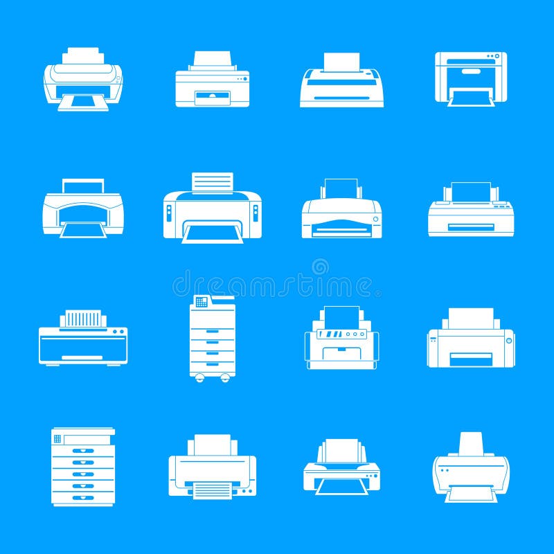 Printer Office Copy Document Icons Set Simple Style Stock Vector ...