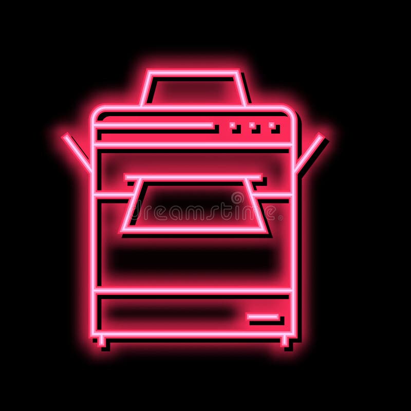 Printer Office Device Neon Glow Icon Illustration Stock Vector ...