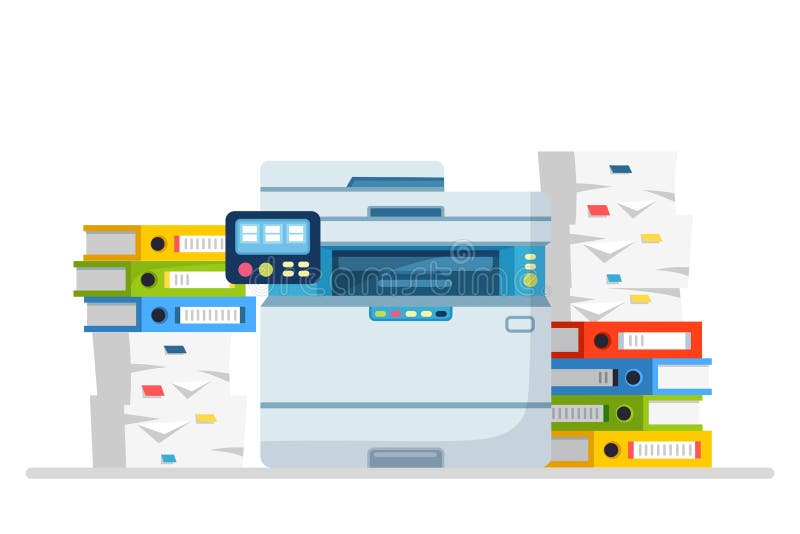 Printer, Office Machine with Paper, Document Stack. Scanner, Copy ...