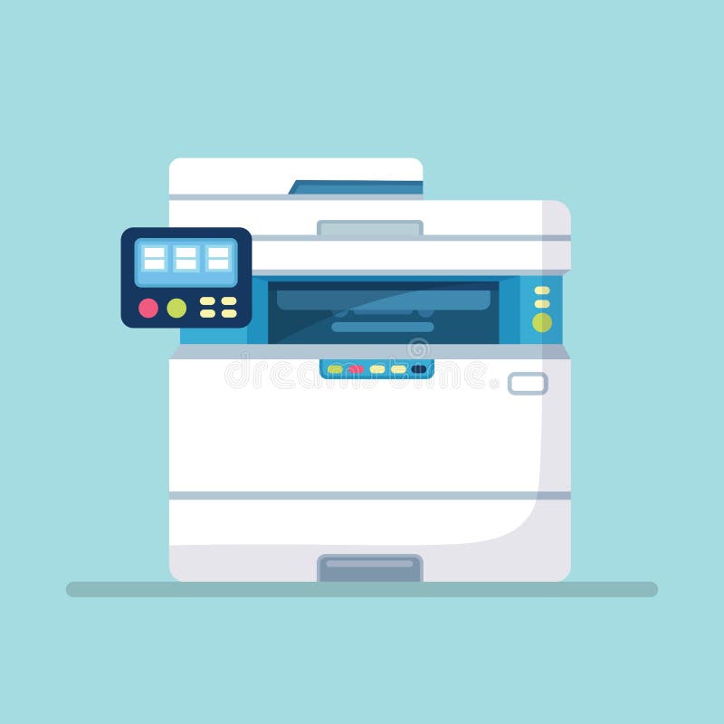 Printer, Office Machine. Scanner, Copy, Fax Equipment. Multifunction Device. Paperwork Concept ...