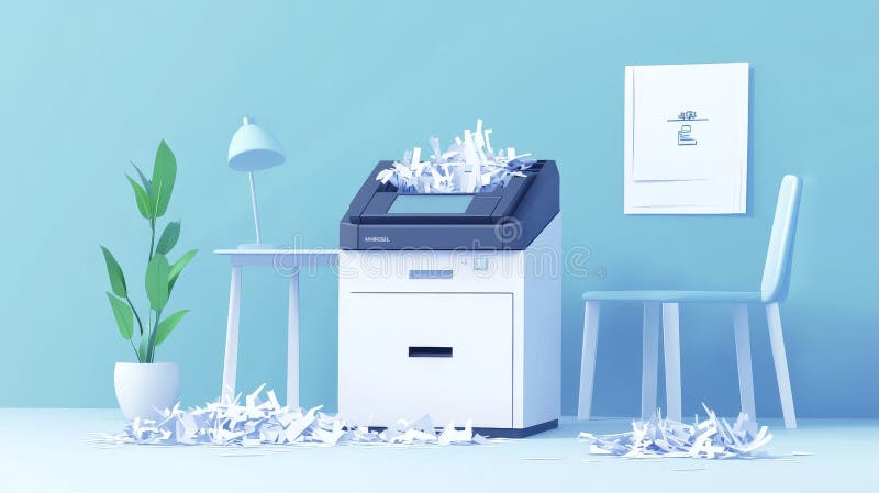 A Printer Overflowing with Shredded Paper Symbolizes Office ...
