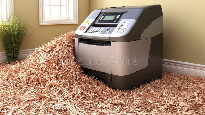Printer Overwhelmed by Shredded Paper Stock Illustration - Illustration ...