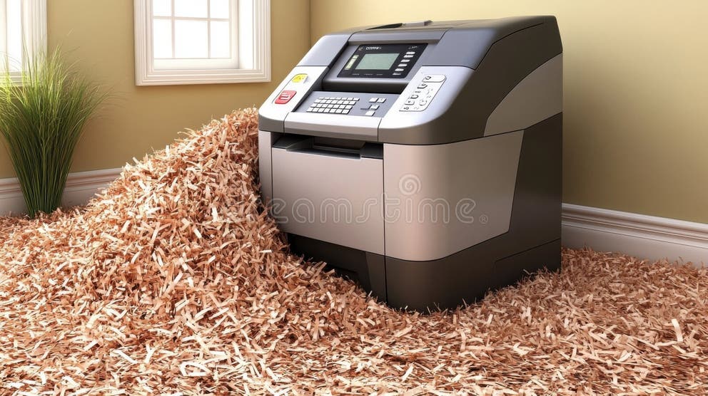 Printer Overwhelmed by Shredded Paper Stock Illustration - Illustration ...
