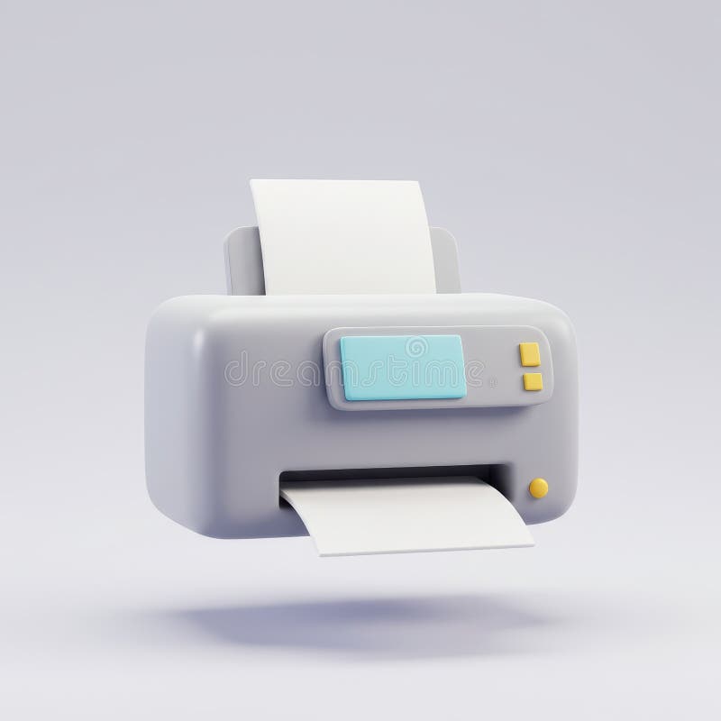 Printer with Paper 3d Render Stock Illustration - Illustration of grey ...