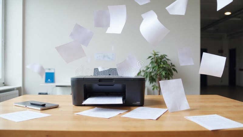 Printer Paper Flying in the Air â€ Dynamic Office Scene, Document Chaos ...