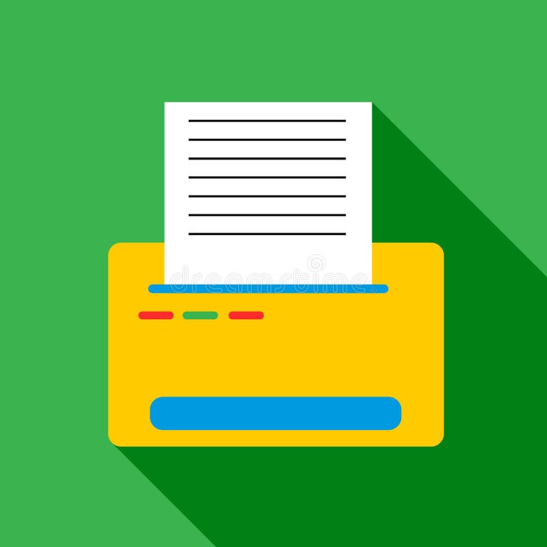 Printer with Paper Icon, Flat Style Stock Illustration - Illustration ...