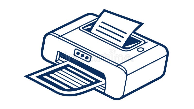 Printer with Paper Output, Efficient Document Printing Service, Vector ...