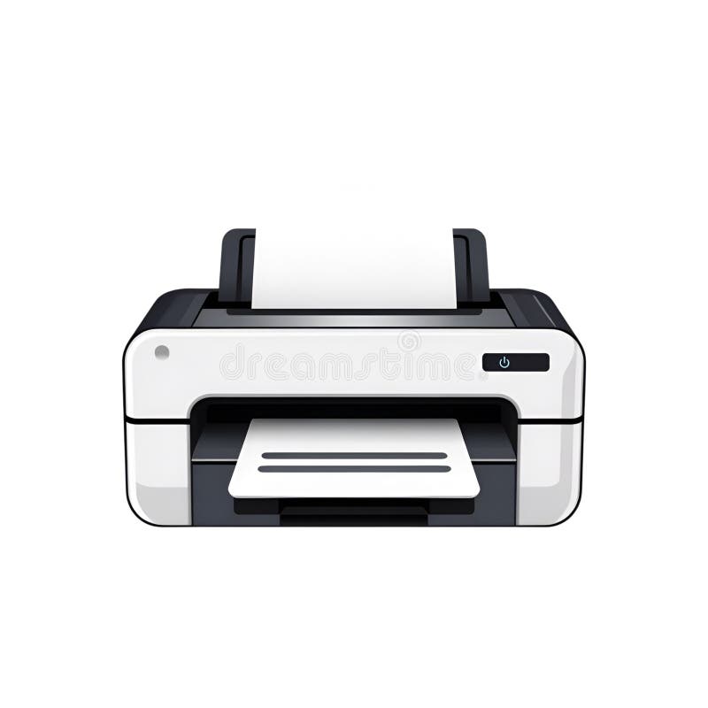 Printer Machine with Paper Isolated on White Office Equipment for ...