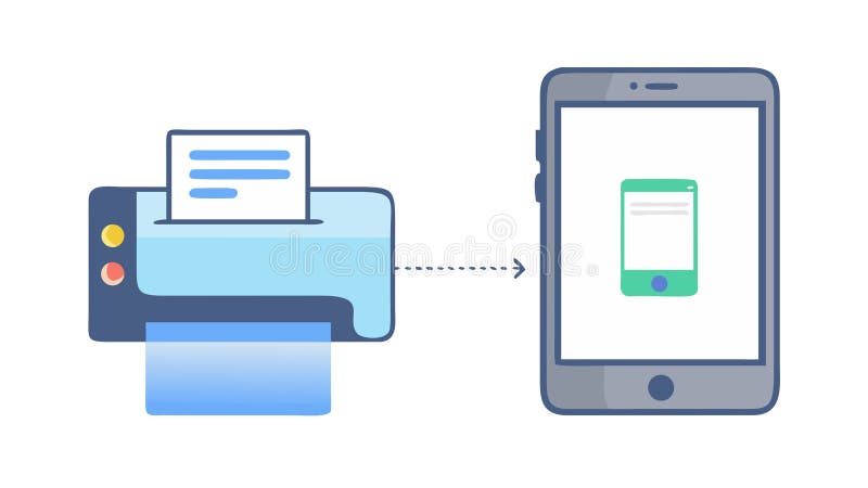 Printer with Phone Screen Displaying Print Output, Vector Design ...