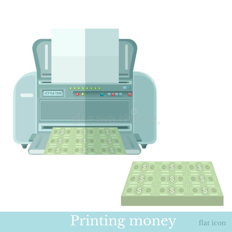 Printer Print Paper of Money. Business Concept Flat Icon Stock Vector ...