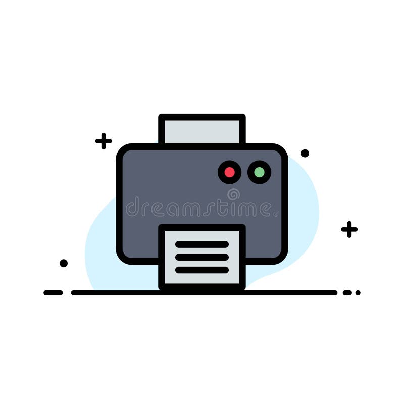 Printer, Print, Printed, Machine Business Flat Line Filled Icon Vector ...