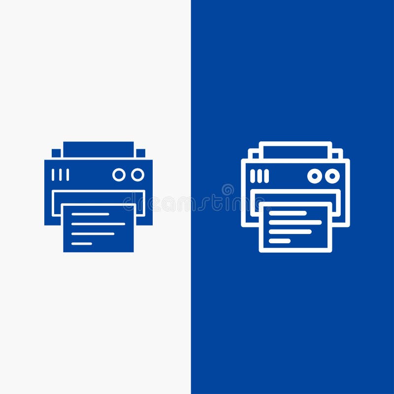 Printer, Print, Printing, Education Line and Glyph Solid Icon Blue ...