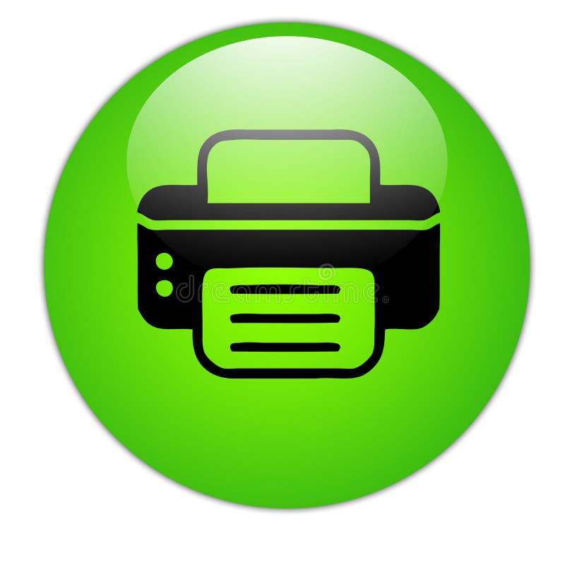 Printer Print Symbol on Green Glassy Crystal Button Stock Illustration ...