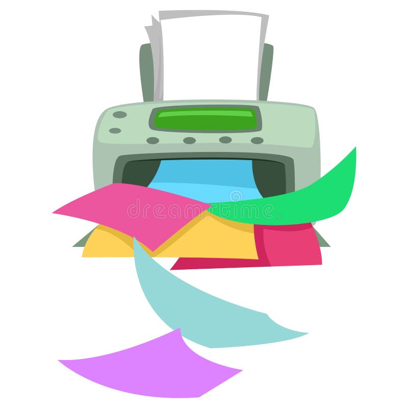 Printer Printing Colorful Papers Stock Vector - Illustration of vector ...