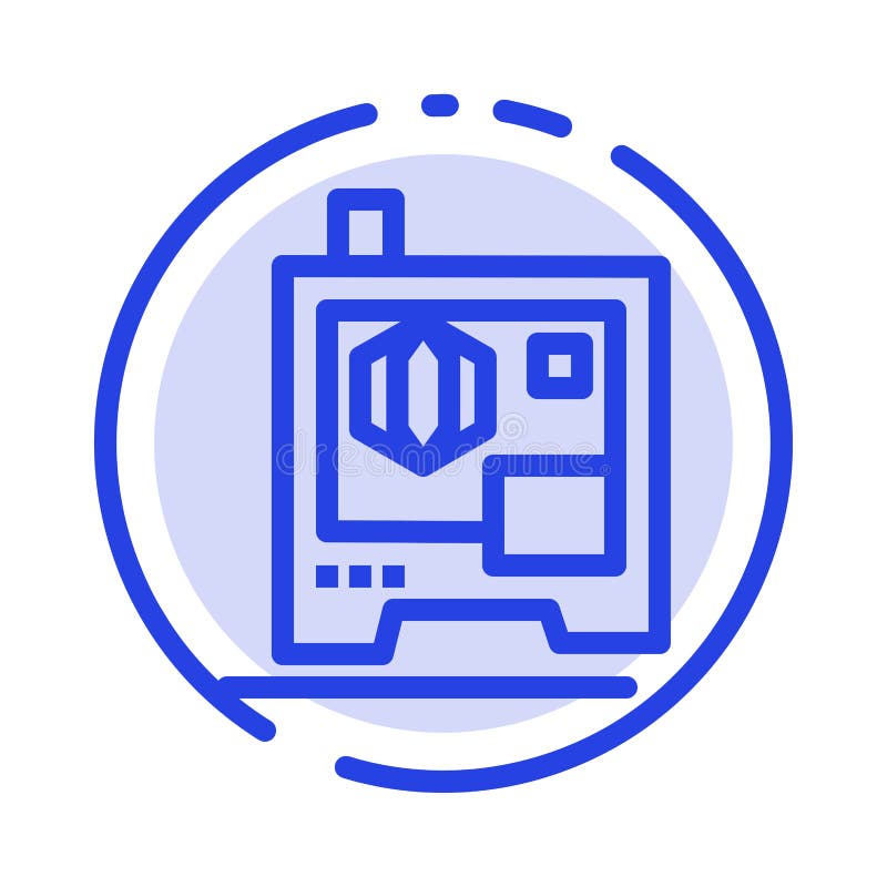 Printer, Printing, 3d, Scanner Blue Dotted Line Line Icon Stock Vector ...