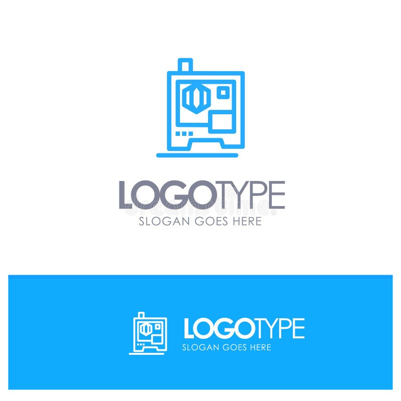 Printer, Printing, 3d, Scanner Blue Logo Line Style Stock Vector ...