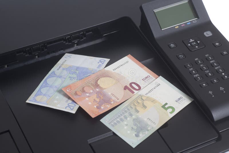 Printer Printing Euro Banknote Stock Image - Image of banned, false ...