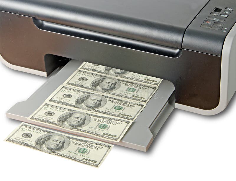 Printer Printing Fake Dollar Bills Stock Photo - Image of device ...