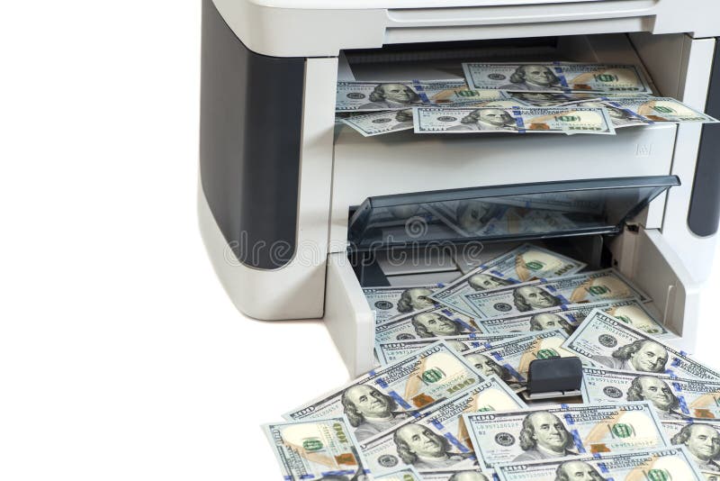 Printer Printing Fake Dollar Bills Stock Photo - Image of device ...