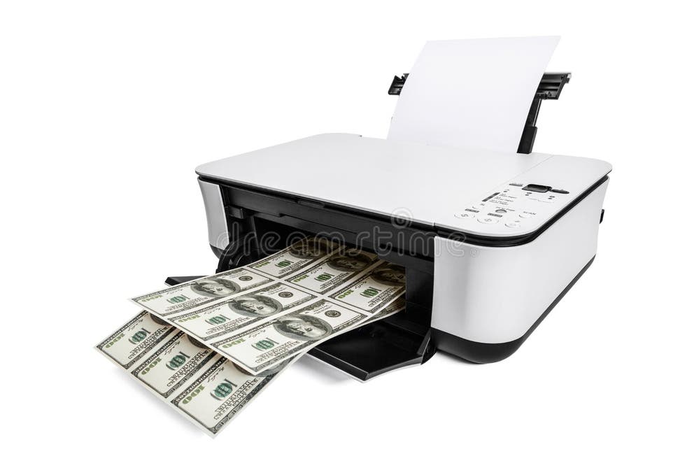 Printer Printing Fake Dollar Bills Stock Photo - Image of device ...