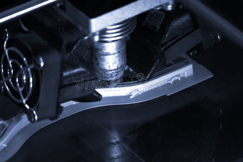 Printer Printing Gray Objects Mirror Reflective Surface Close Up Top ...