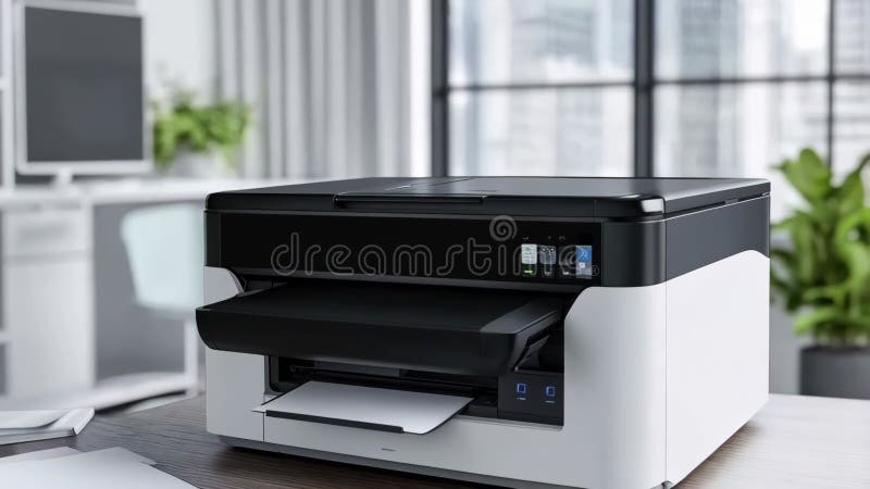 Printer Printing Paper Documents on the Table in Office Stock Footage ...