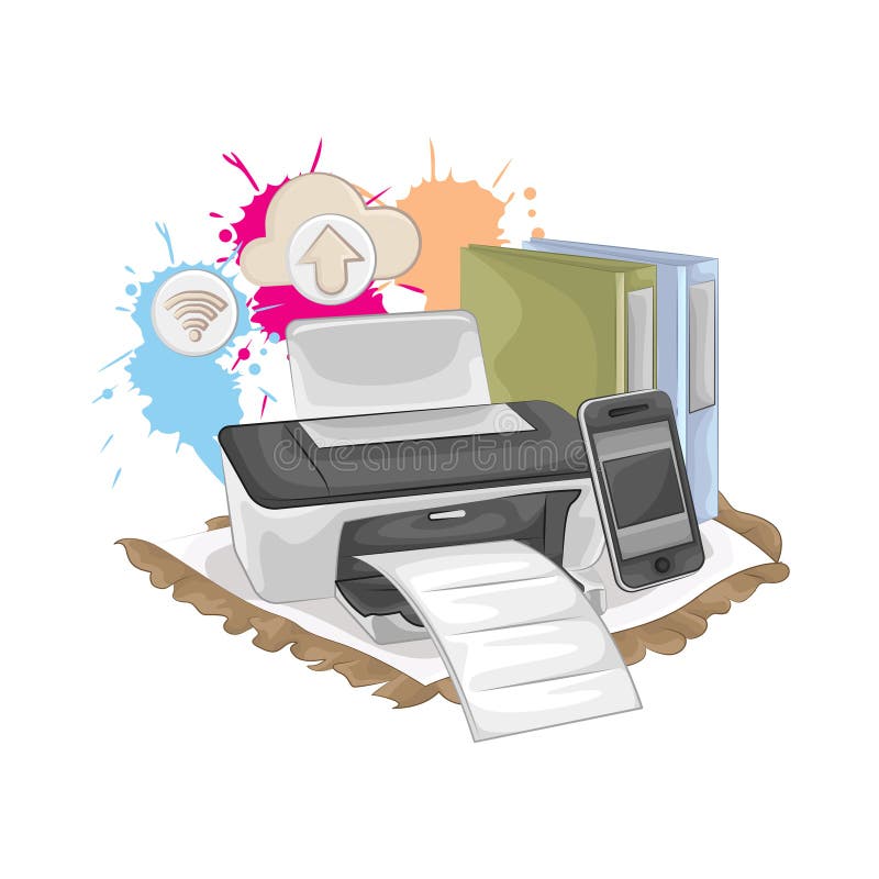 This Printer Has a Modern Design. Flat Vector Illustration Stock ...