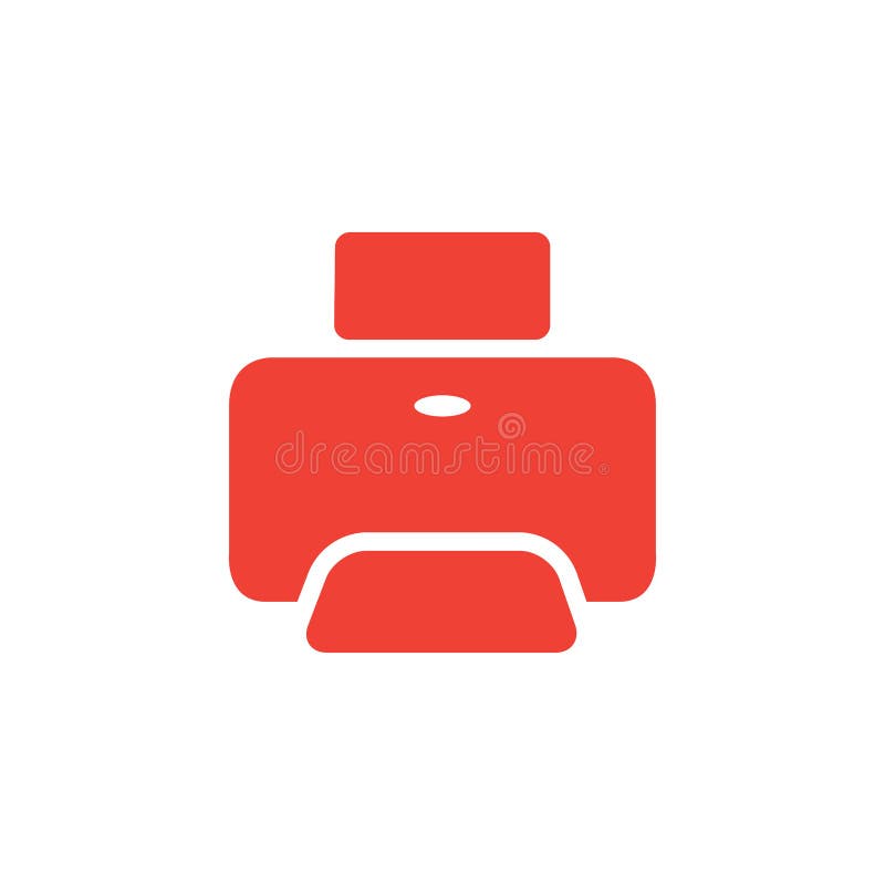 Printer Red Icon on White Background. Red Flat Style Vector ...