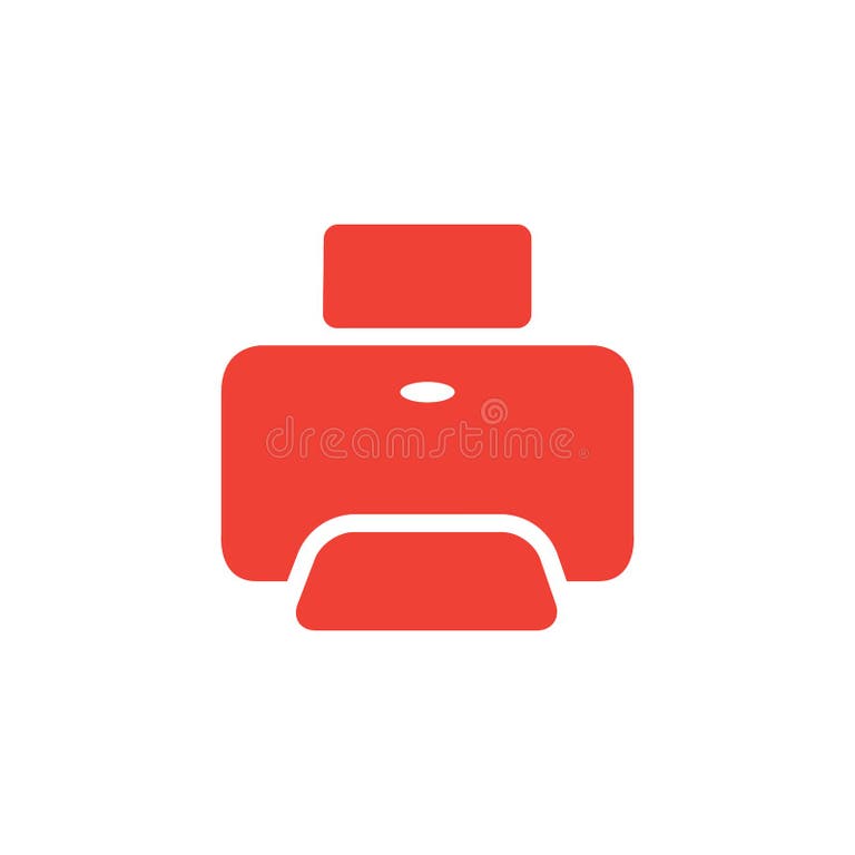 Printer Red Icon on White Background. Red Flat Style Vector ...