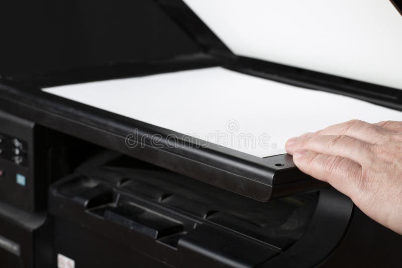 Printer and Scanner on a Dark Background.Combo Stock Photo - Image of ...