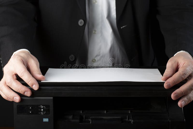 Printer and Scanner on a Dark Background.Combo Stock Image - Image of ...