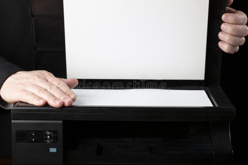 Printer and Scanner on a Dark Background.Combo Stock Photo - Image of ...