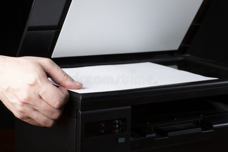 Printer and Scanner on a Dark Background.Combo Stock Photo - Image of ...