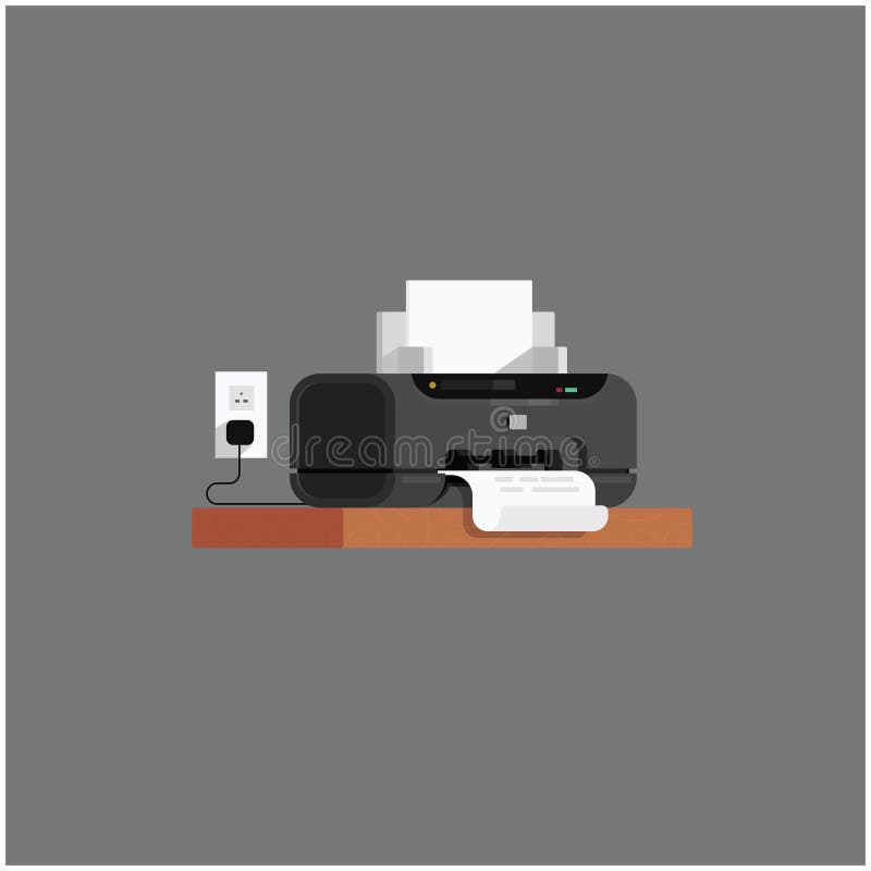 Printer and Scanner on Shelf. Vector Illustration in Flat Style Stock ...