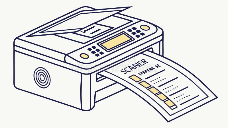 Printer Scanning Document, Office Equipment Technology Icon Vector ...
