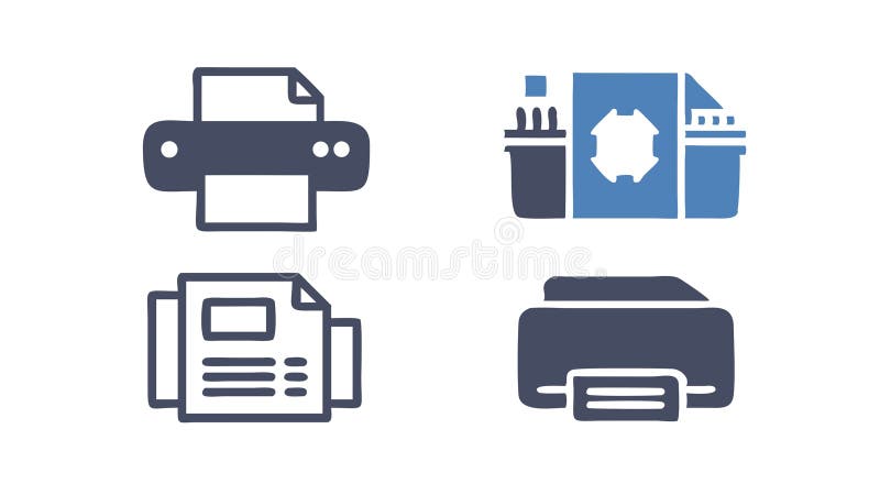 Printer and Scanning Icons, Office Equipment and Document Handling ...