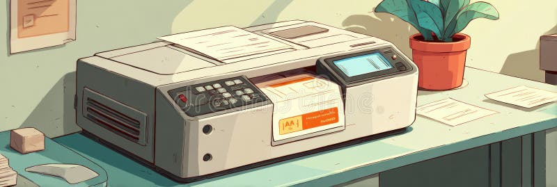 Printer Screen Displaying Paper Jam Alert in Retro User Interface with ...