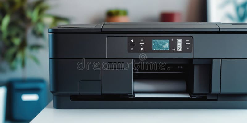 A Printer Sitting on a Plain White Table, Ready for Use Stock Image ...